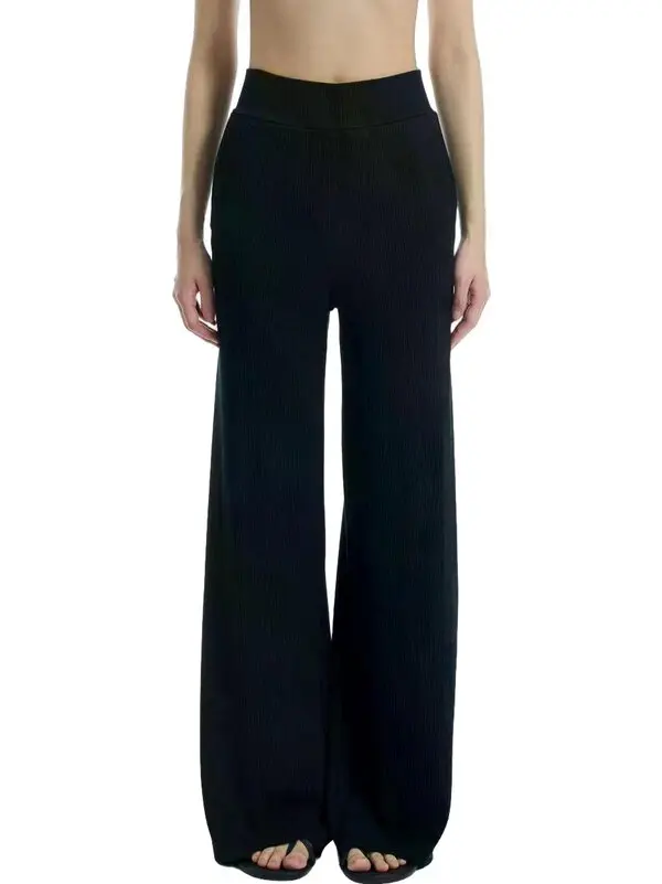 DETERM; Ribbed Knit Wide-leg Trousers - Black