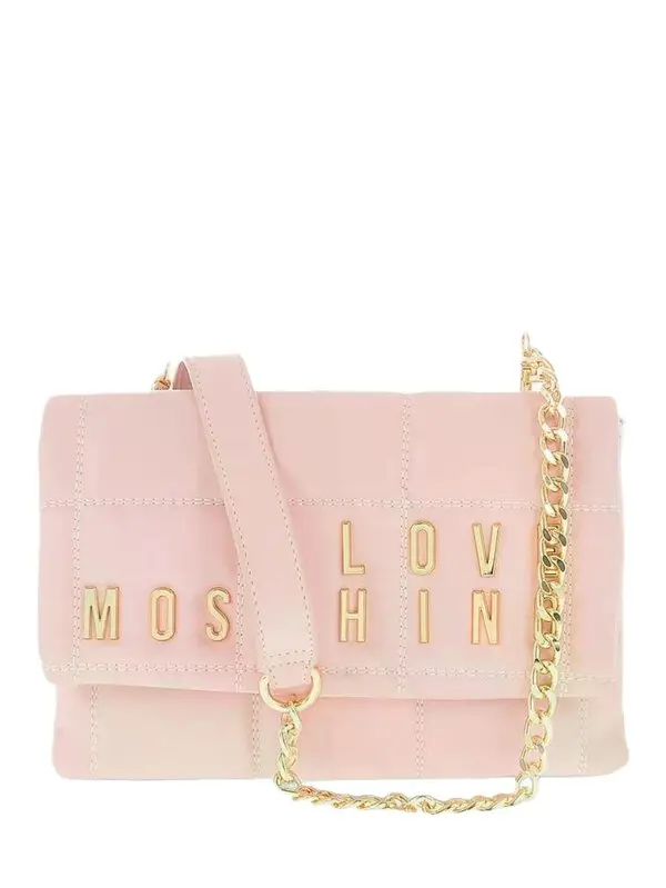 Moschino Quilted Logo Shoulder Bag - Pink