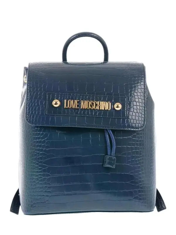 Moschino Crocodile-effect Backpack - Blue