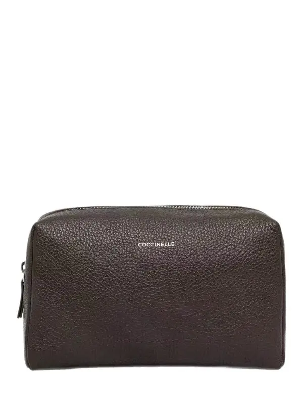 COCCINELLE Grained Leather Make-up Bag - Brown