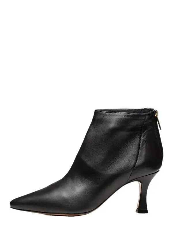 POCHE PARIS Pointed Toe Rear Zip Ankle Boots - Black