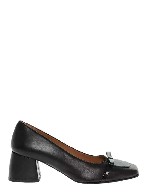 AMEDEO TESTONI Calf Leather Bow Detail Square Toe Pumps - Black