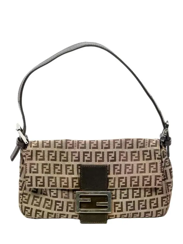 Fendi Zucchino Monogram Canvas Baguette Shoulder Bag - Neutrals