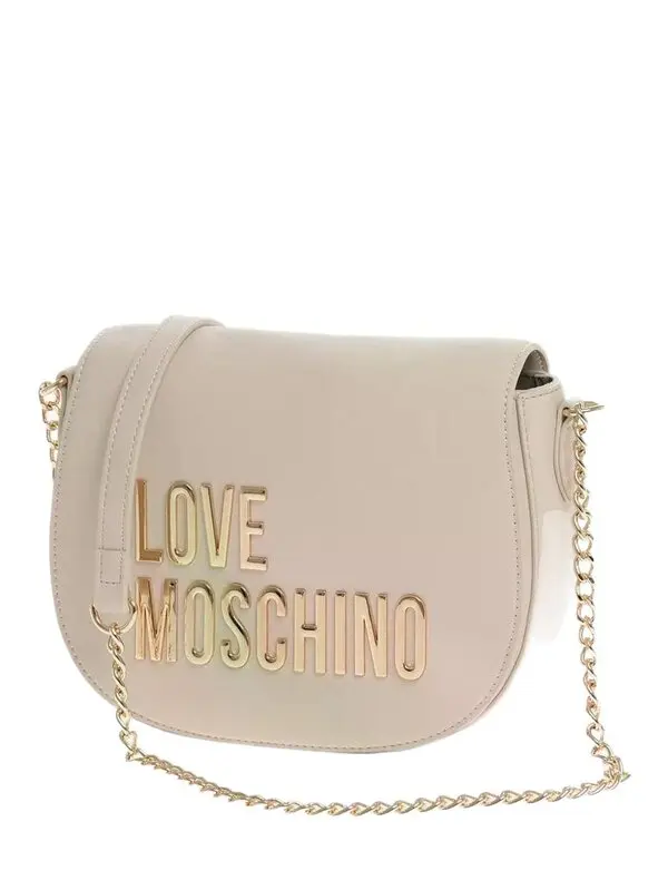 Moschino Logo Plaque Saddle Bag - Neutrals