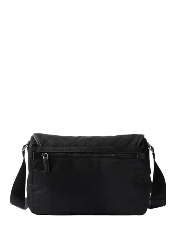 Prada Quilted Re-nylon Shoulder Bag With Saffiano Trim - Black