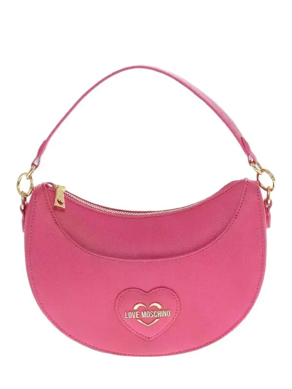 Moschino Saffiano-effect Heart Patch Shoulder Bag - Pink