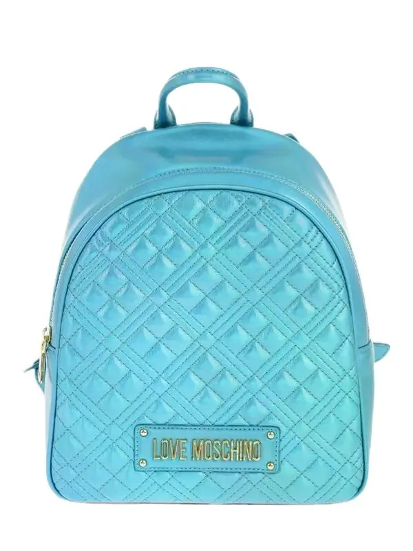 Moschino Quilted Laminated Backpack - Blue