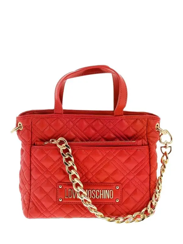 Moschino Mini Love Quilted Logo-plaque Tote Bag - Red
