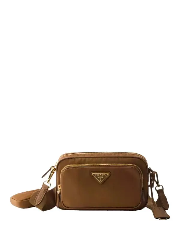 Prada Re-nylon Mini Shoulder Bag With Saffiano Leather Trim - Brown