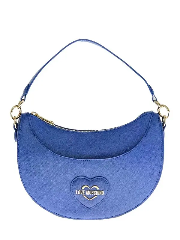 Moschino Saffiano-effect Heart Patch Small Shoulder Bag - Blue