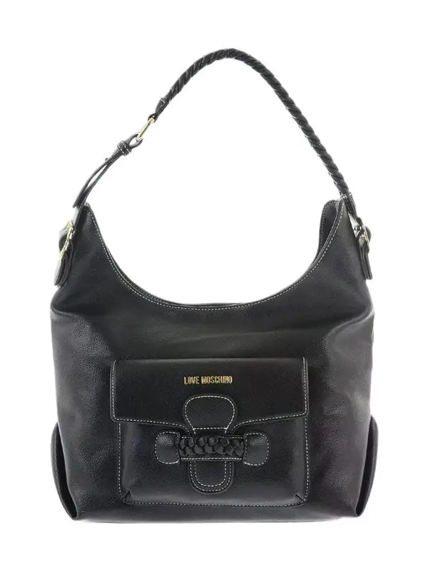 Moschino Braided-handle Love Medium Shoulder Bag - Black