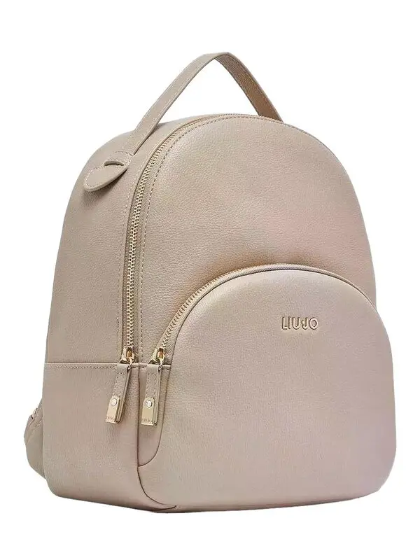 Liu Jo Grained Logo Plaque Backpack - Neutrals