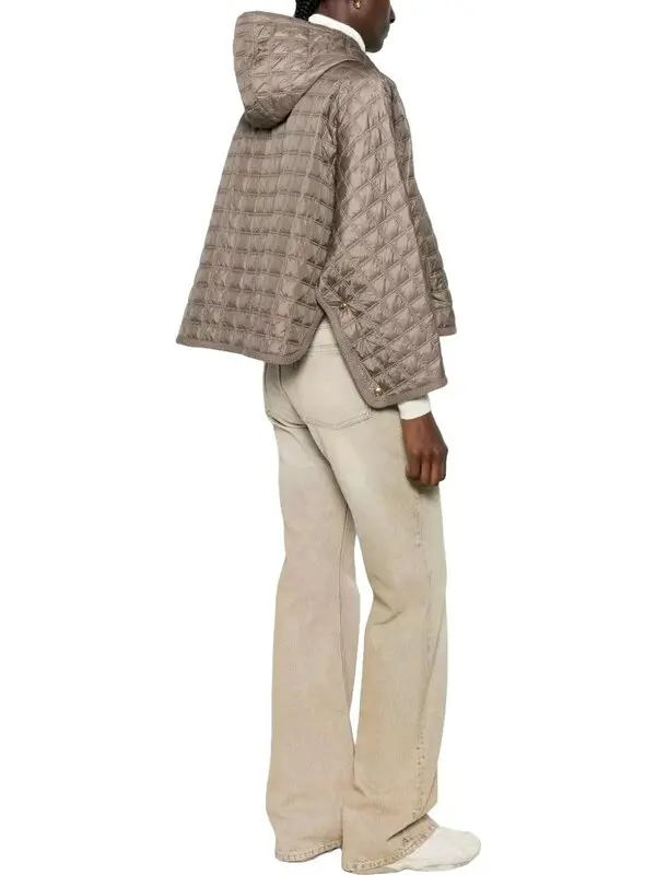 Moncler Quilted Hooded Cape - Brown
