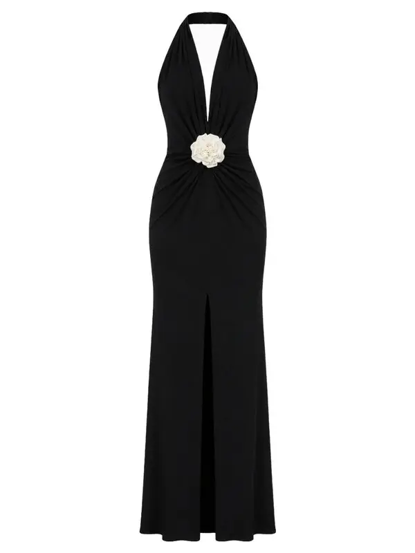 ROSERRY Mallorca Jersey Open Back Maxi Dress - Black