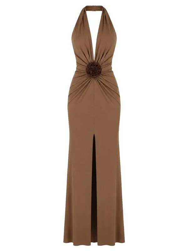 ROSERRY Mallorca Jersey Open Back Maxi Dress - Black