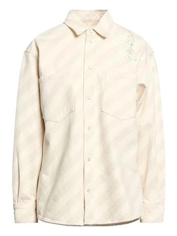 Marni Cotton Denim Shirt With Striped Pattern And Logo Embellishment - Sand