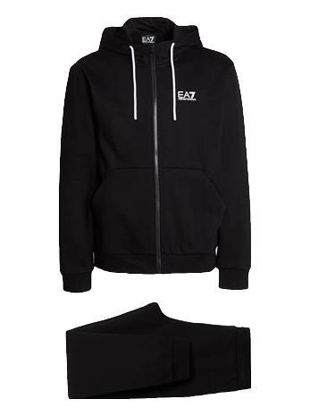 EA7 Cotton And Polyester Fleece Tracksuit - Black