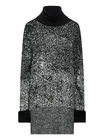 MANILA GRACE Two-tone Turtleneck In Acrylic, Polyamide, And Mohair Wool - Black