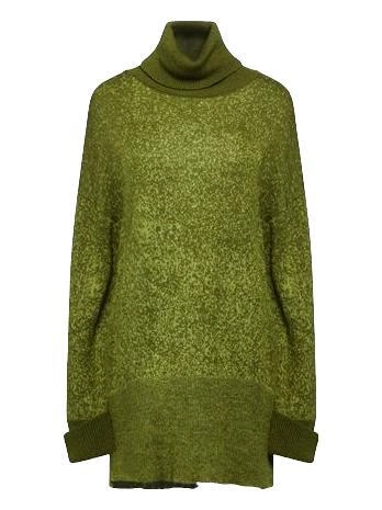 MANILA GRACE Two-tone Turtleneck In Acrylic, Polyamide, And Mohair Wool - Green