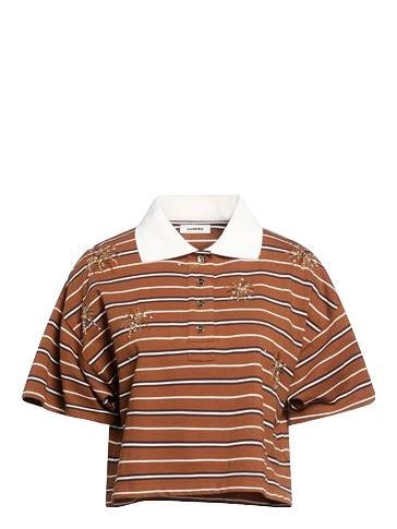 Sandro Cotton Striped Polo Shirt - Brown