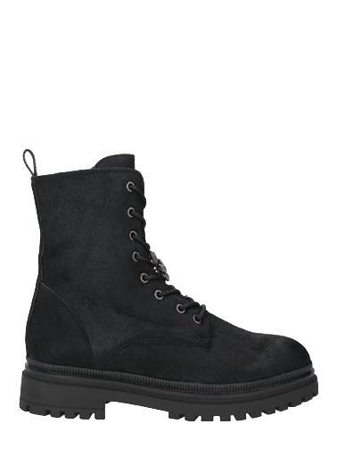 APEPAZZA Calf Hair Lace-up Ankle Boots - Black