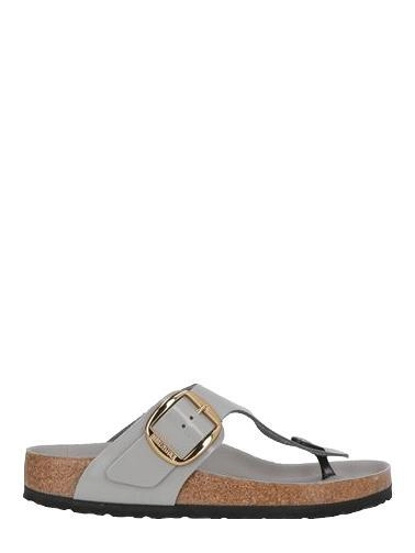 BIRKENSTOCK Leather Thong Sandals With Buckle Fastening - Grey