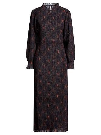 Antik Batik Multicolor Shirred Ruffle Maxi Dress - Blue