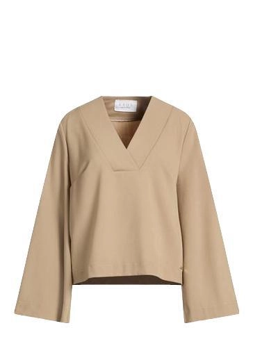 KAOS Polyester Long Sleeve V-neck Top - Beige