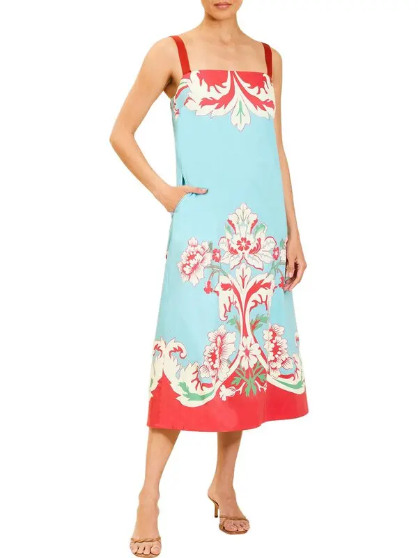 Mestiza New York Galena Floral Poplin Column Midi Dress - Blue