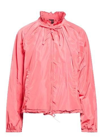 Aspesi Coral Polyester Jacket With Ruffles And Drawstring Hem - Red