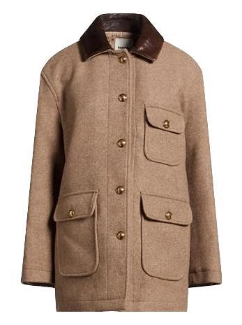 Sandro Single-breasted Coat In Wool, Polyamide, And Lambskin - Grey