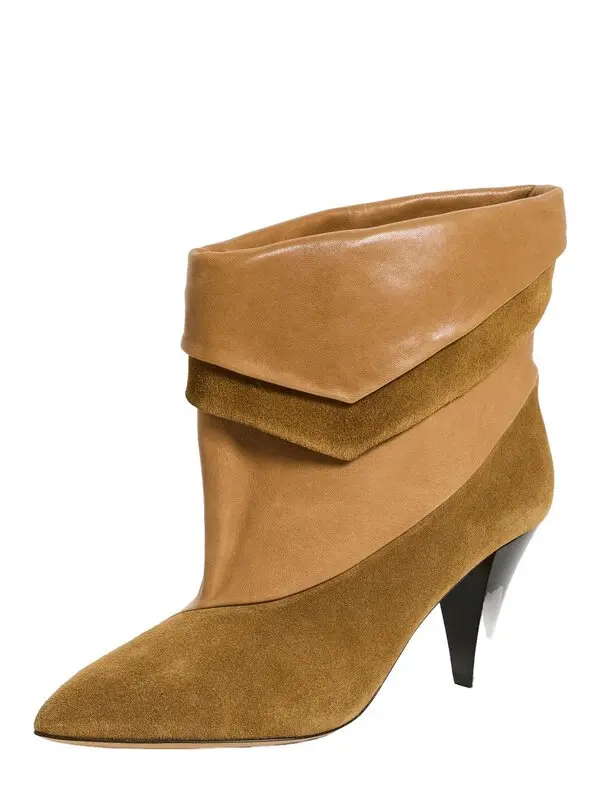 Isabel Marant Étoile Lyone Layered Pointed Toe Boots - Cognac