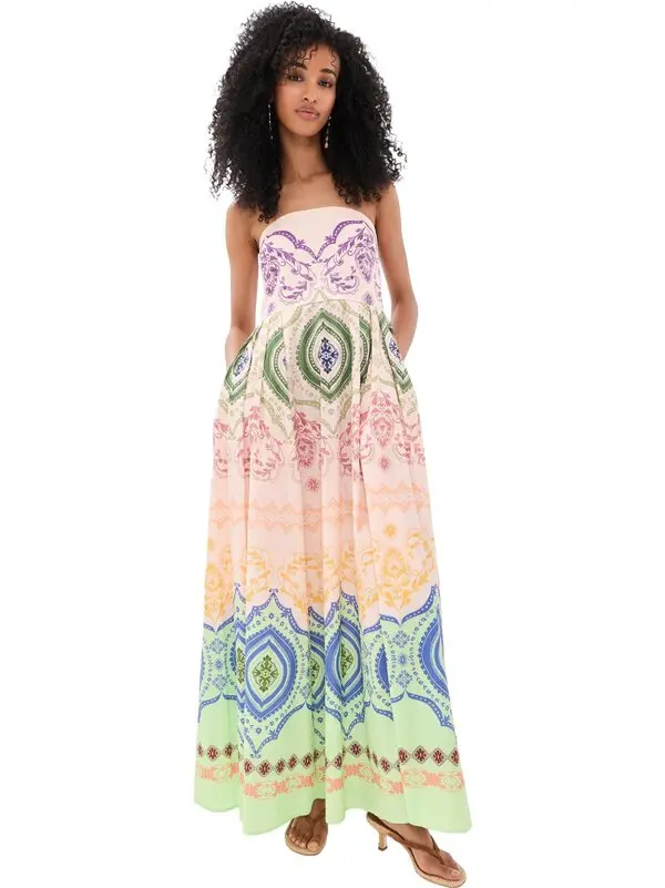 Misa Strapless Maxi Dress With Tile Print - Rainbow Ceramic