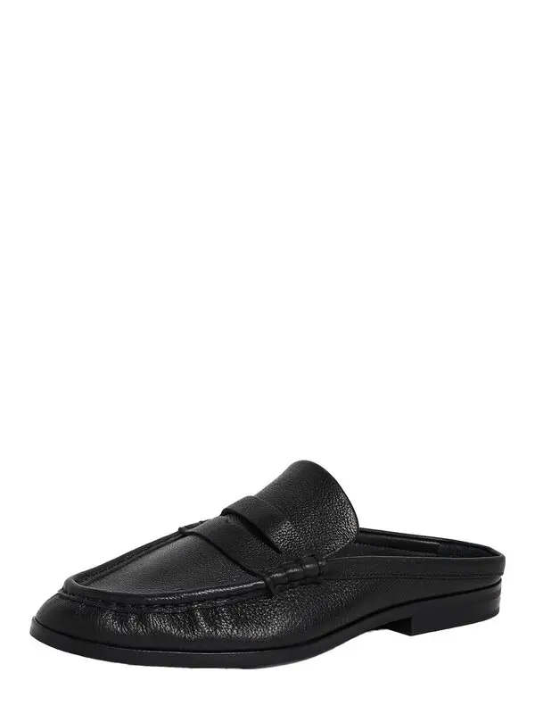 Simkhai Dean Pebbled Leather Loafer Mules - Black