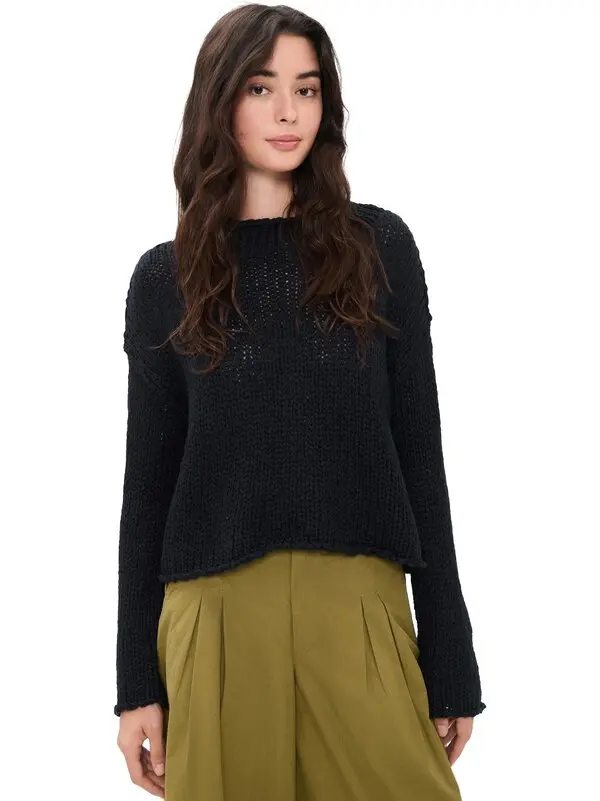 Free People Opal Chunky Knit Mock Neck Sweater - Black