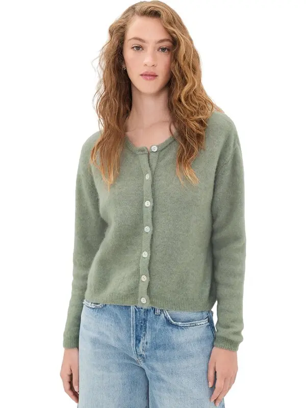 American Vintage Vitow Alpaca Wool Blend Cardigan - Khaki Multichine