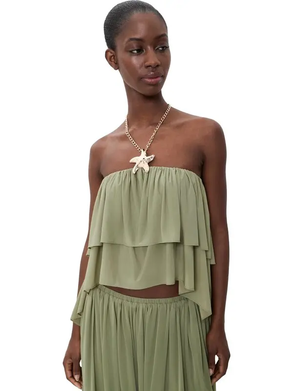 Ronny Kobo Starla Halter Neck Top With Chain Hardware - Elm