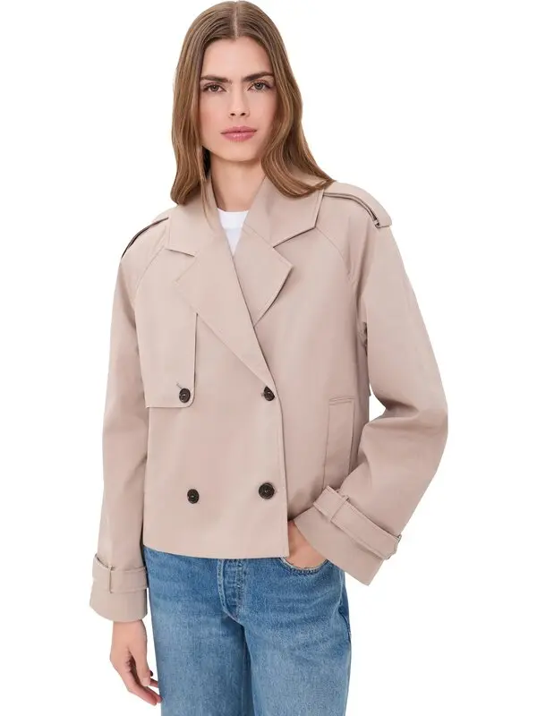ANINE BING Rickie Cropped Trench Coat - Beige