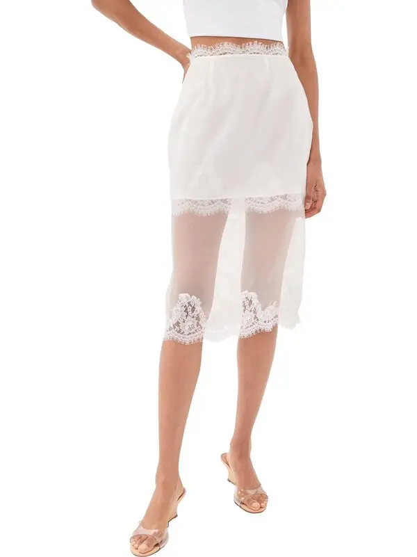Aje Ophelia Lace Silk Skirt - Ivory