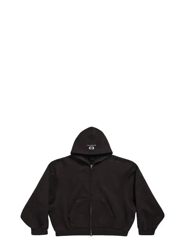 Balenciaga Unity Sports Icon Boxy Zip-up Hoodie - Black