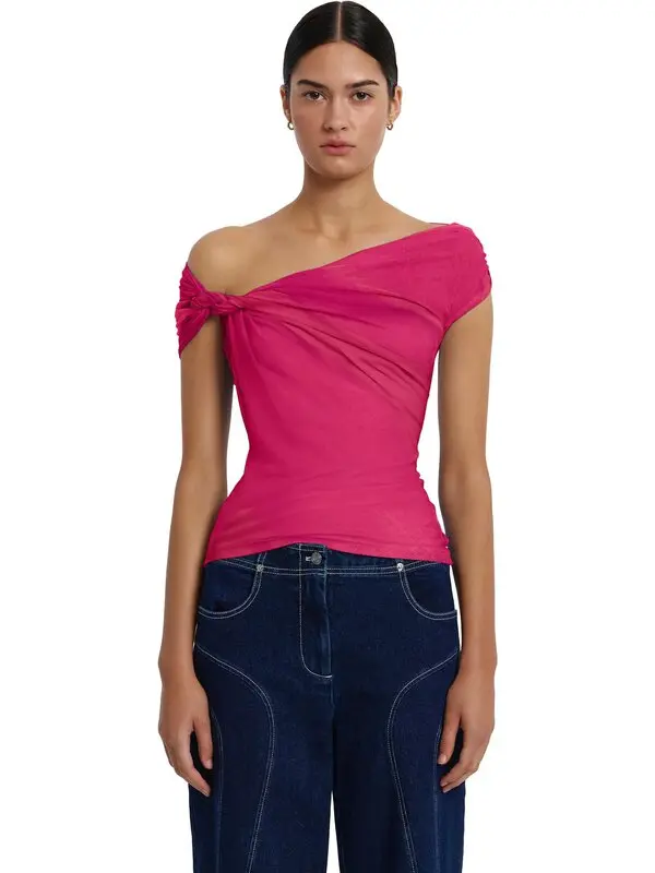 Significant Other Yusra Top With Asymmetrical One-shoulder And Knot Detailing - Fig
