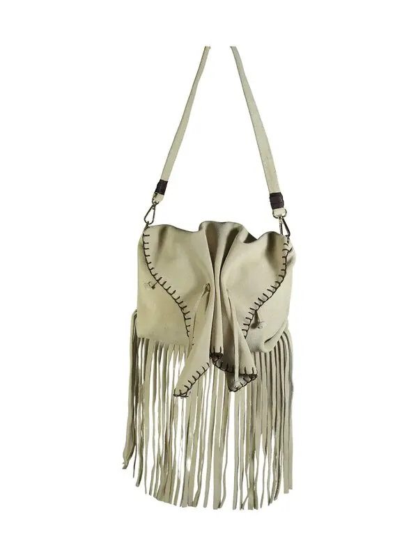 Carlos Falchi Suede Fringe Butterfly Bag - Black
