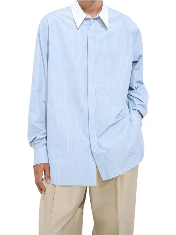Bottega Veneta Striped Poplin Shirt - Blue