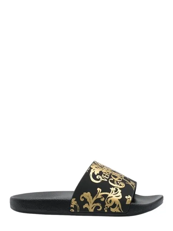 Versace Baroque Print Slides - Black