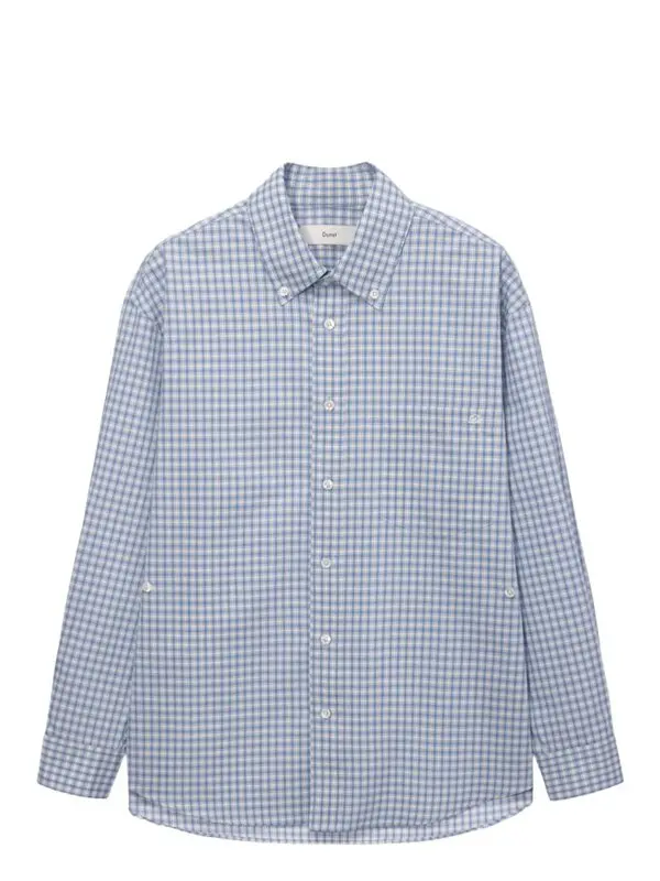 DUNST Long-sleeved Shirt - Soft Blue Check