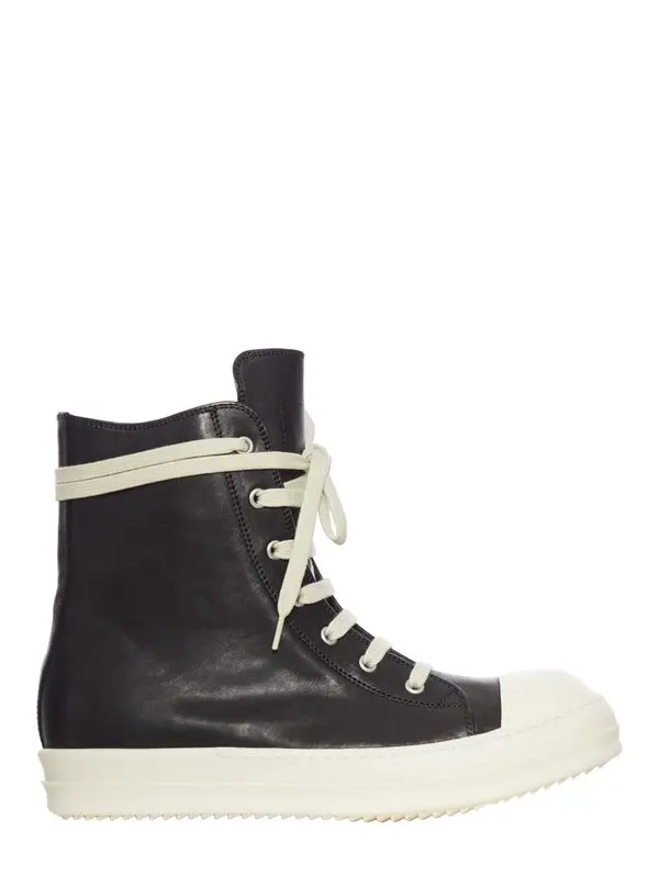 Rick Owens Round Toe High-top Sneakers - Black