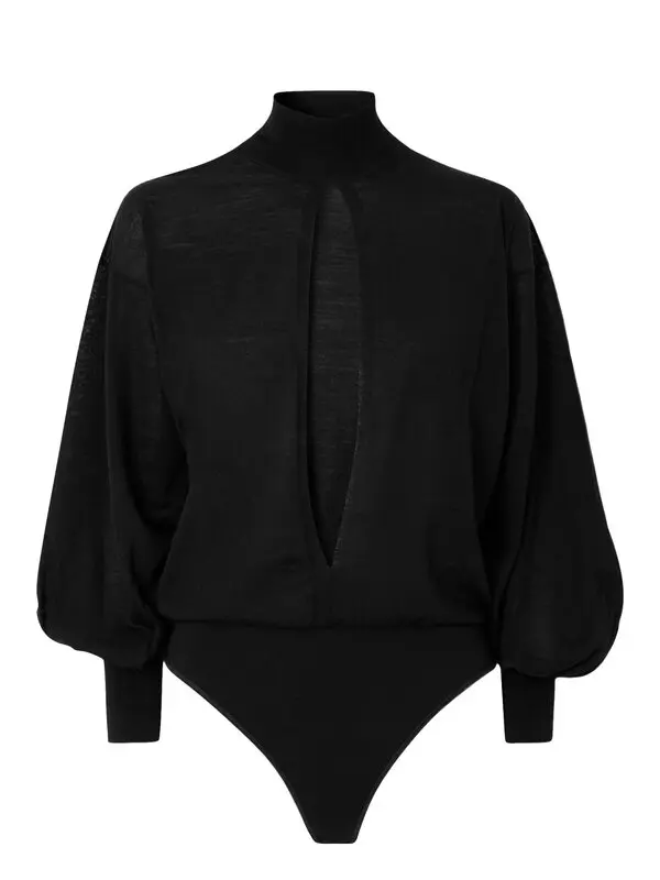 Alaïa Turtleneck Long-sleeve Bodysuit - Black
