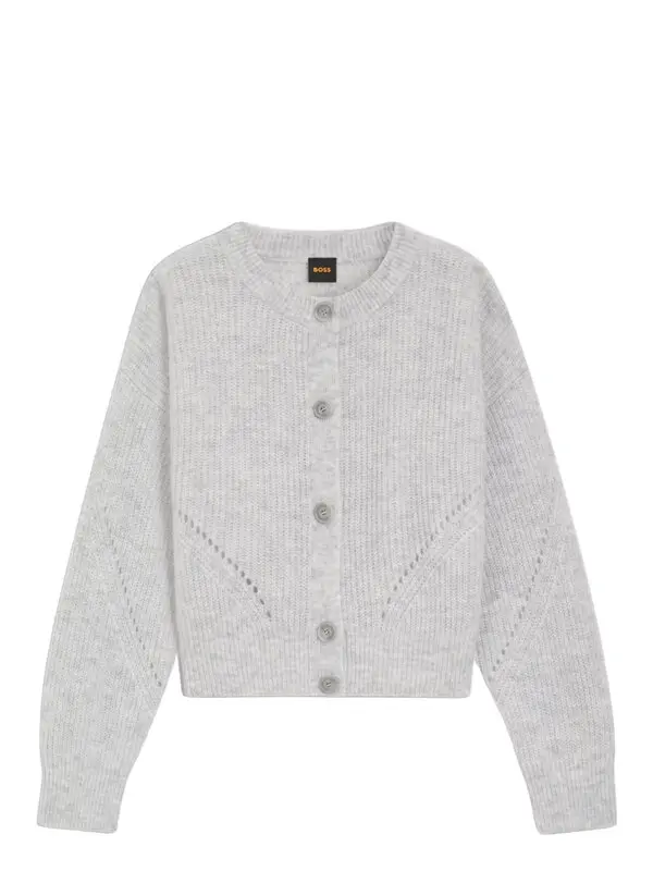 Hugo Boss Button Knitted Cardigan - Light Grey