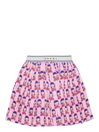 Marni Pleated Skirt With Branded Elastic Waistband - Pink