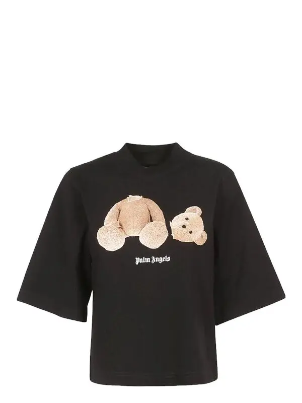 Palm Angels Bear Print Cropped T-shirt - Black